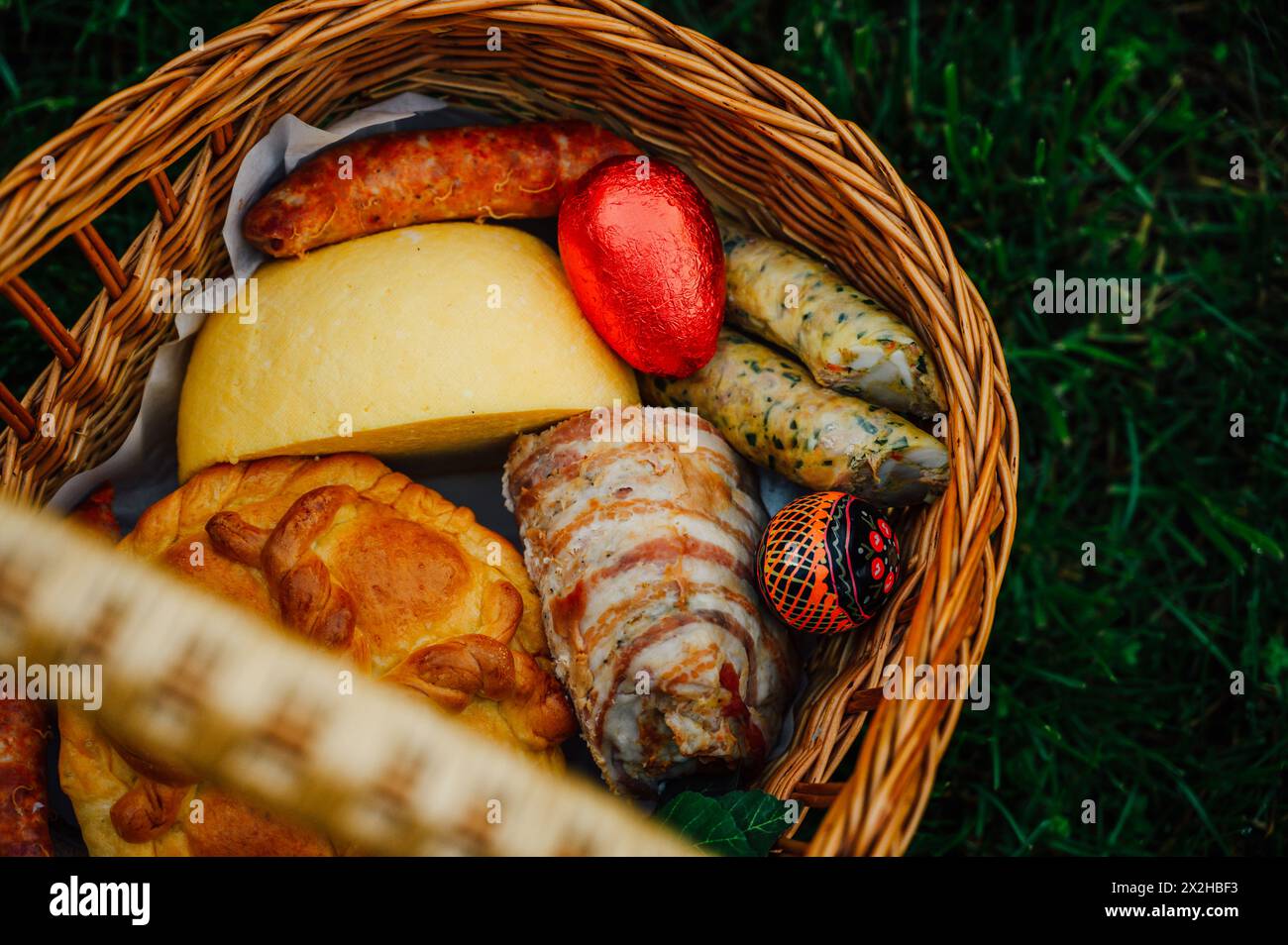 Traditional Hungarian easter basket in the grass Stock Photo - Alamy