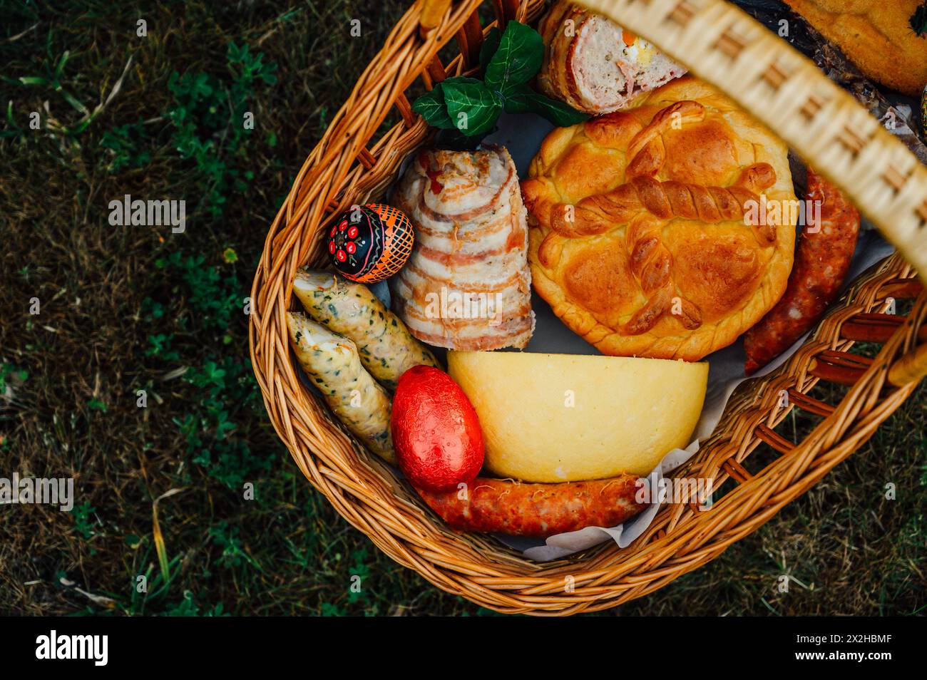 Traditional Hungarian easter basket in the grass Stock Photo - Alamy