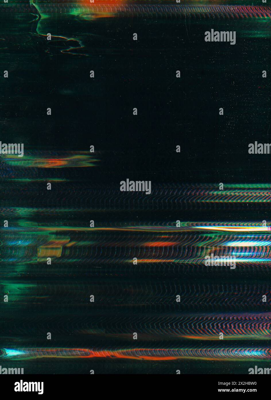Glitch noise. Digital distortion. Black green orange color fuzzy stripe ...