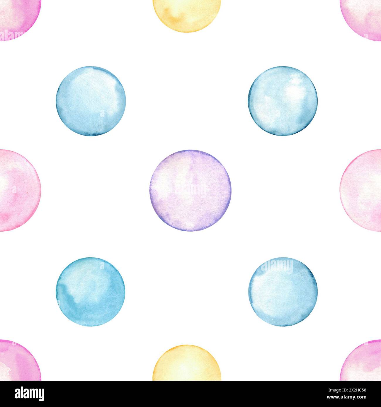 Blue, pink, yellow polka dots. Multicolored circle in soft pastel ...