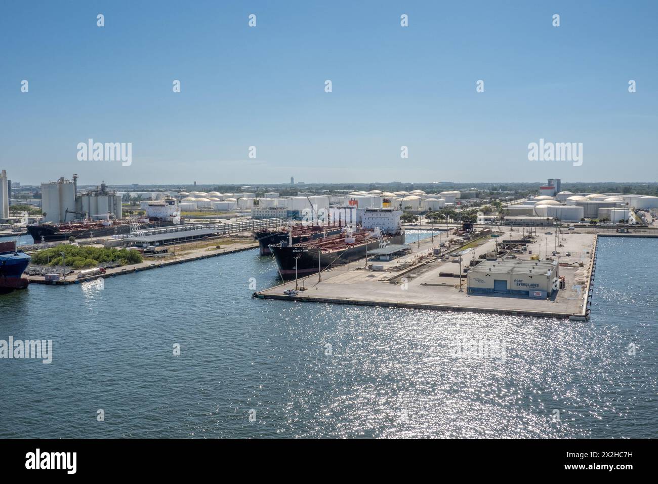 Bulk Tanker Cargo Ships Moored In Port Everglade, Fort Lauderdale, Florida, April 5, 2024 Stock ...