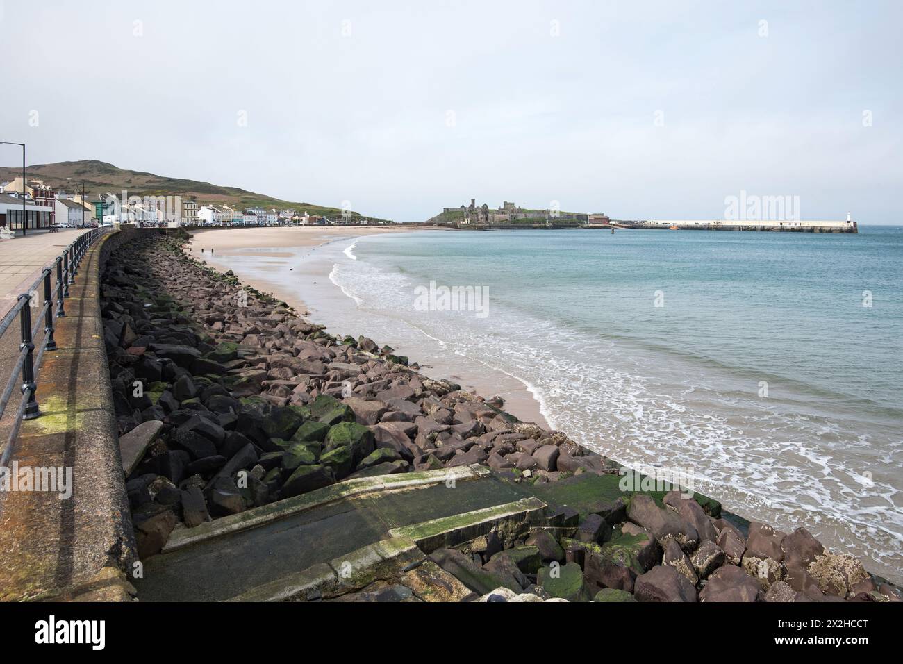 11th Century Peel Castle on the Isle of Man stands on St Patrick's Isle ...