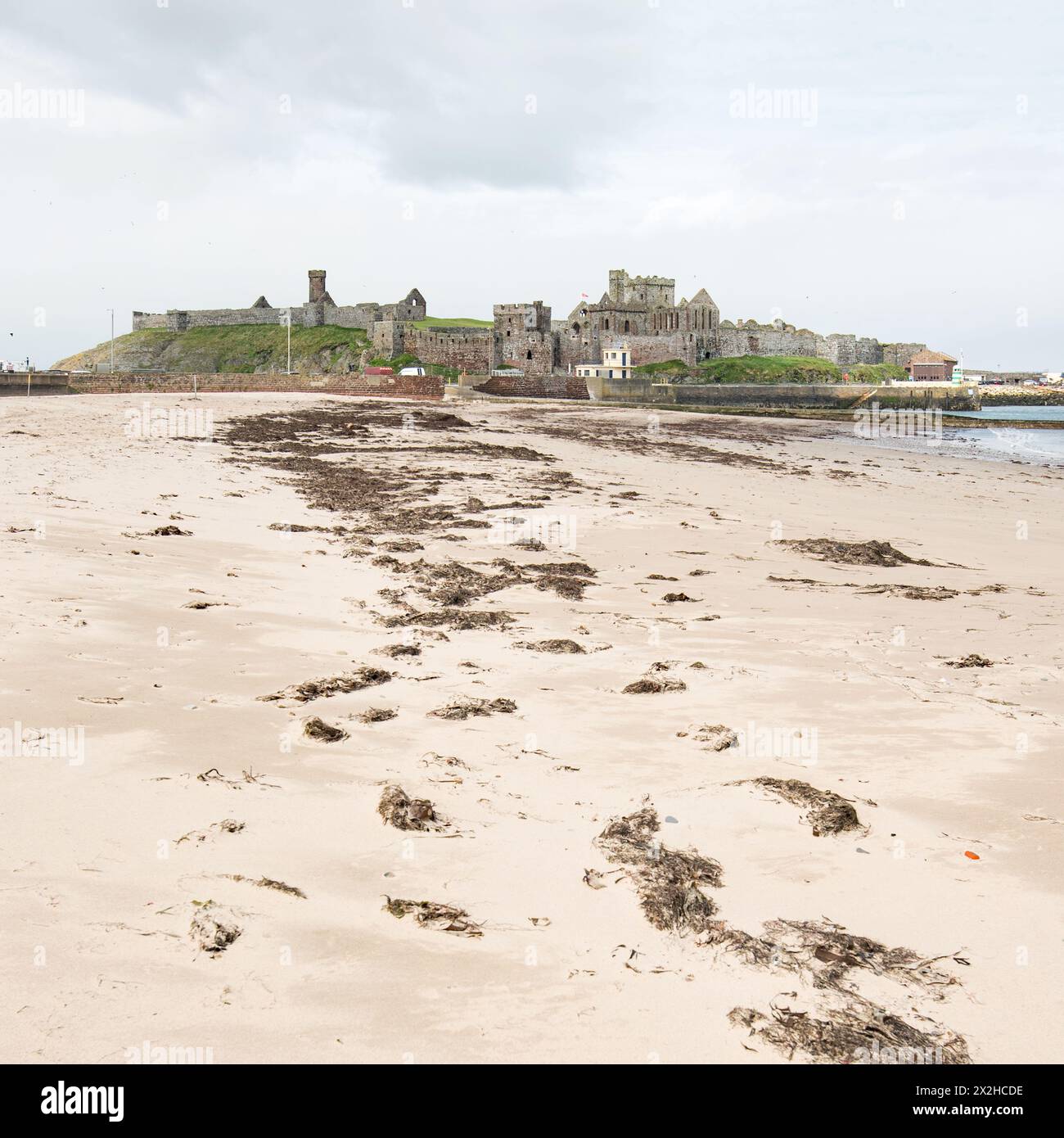 11th Century Peel Castle on the Isle of Man stands on St Patrick's Isle ...