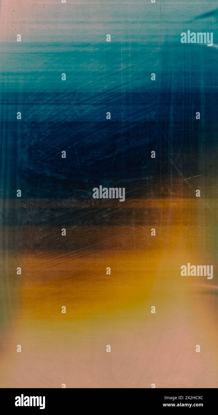 Gradient screen. Color glitch. Yellow blue scratch dust distressed ...