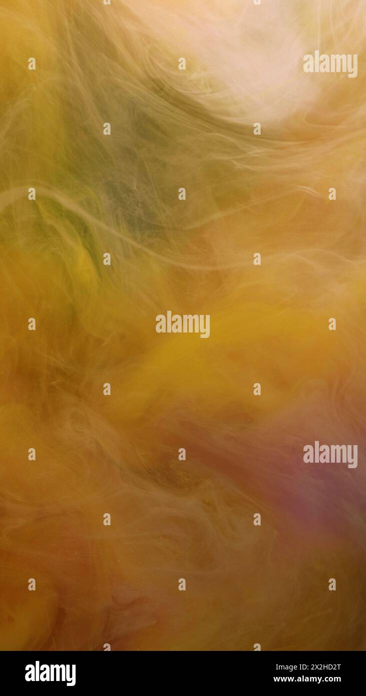 Smoke mix. Ink water flow. Fluid art. Bright yellow purple white green ...