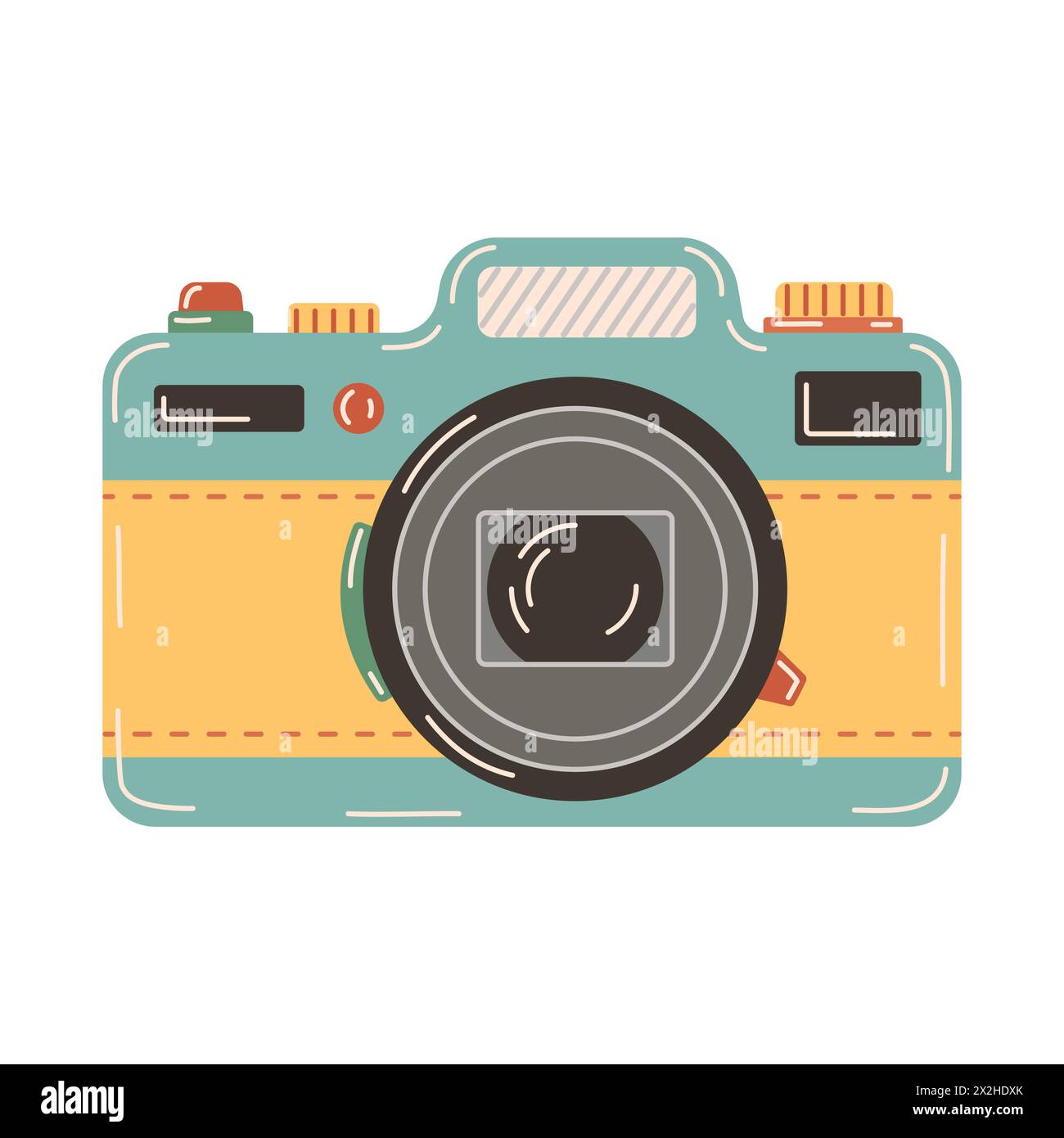 Digital photo camera. Colorful camera Hand drawn trendy flat style ...