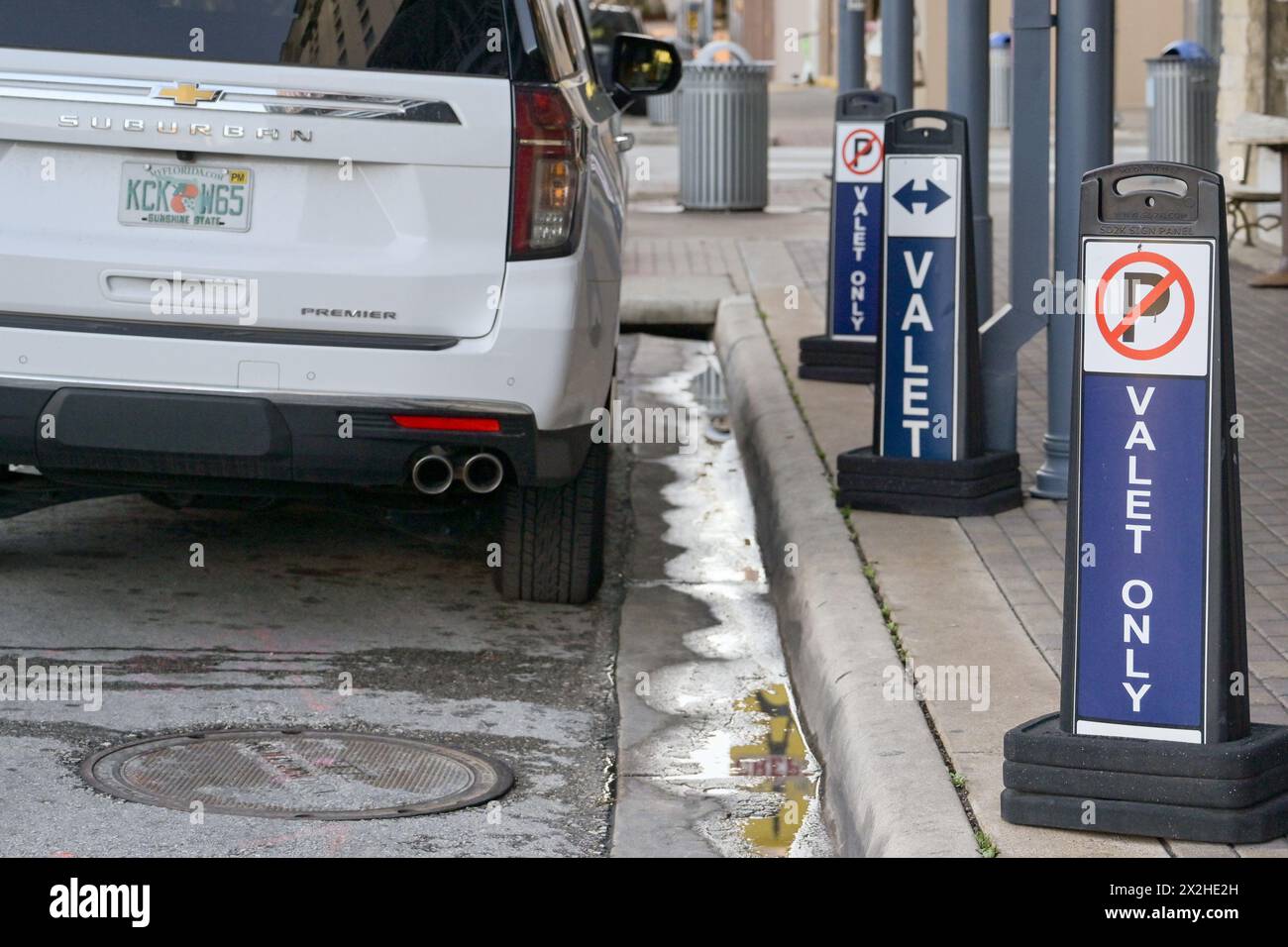 Austin, Texas, USA - 9 February 2023: Space for valet parking outside ...
