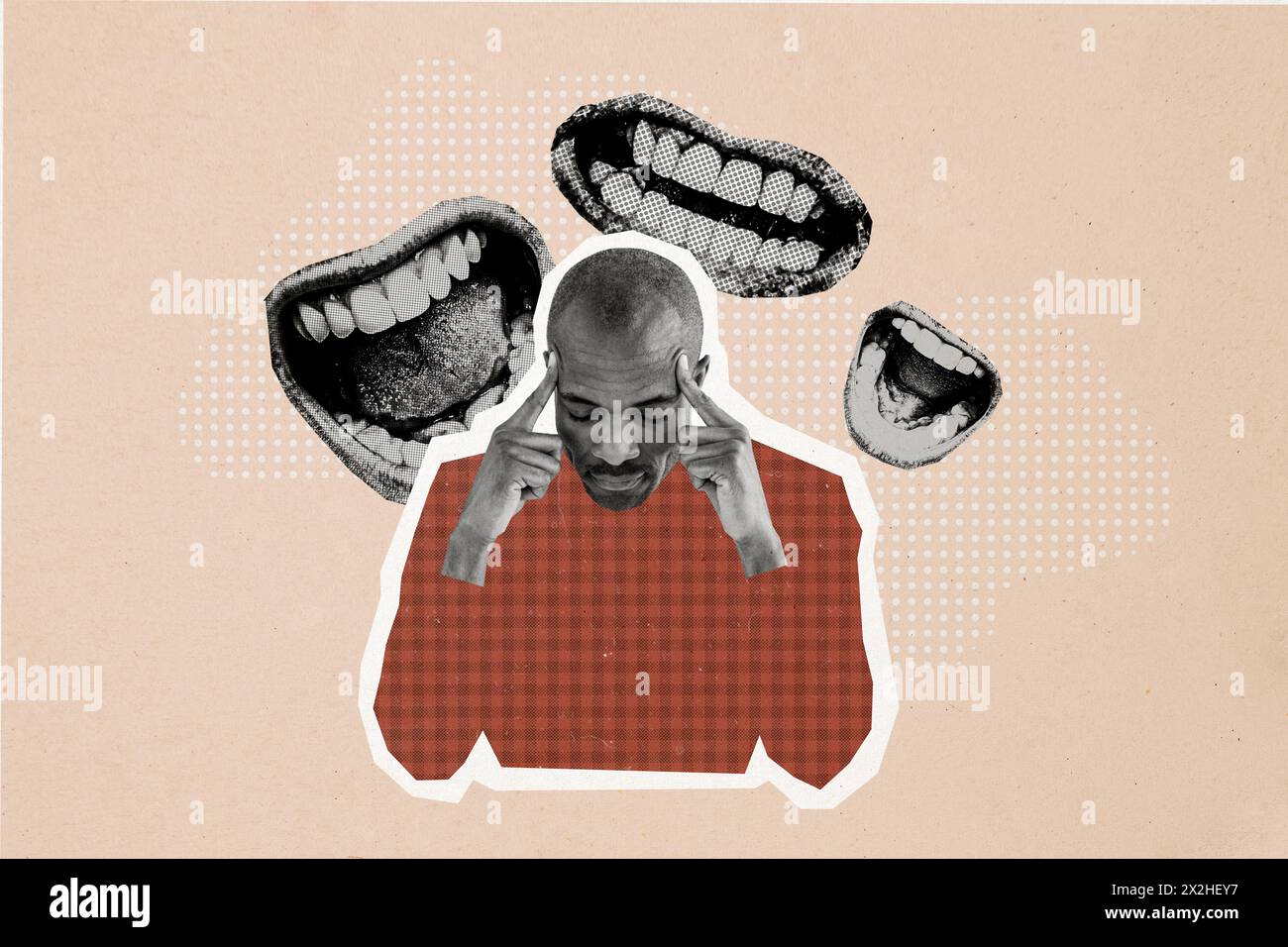 Composite photo collage of sad american man headache mouth scream hate ...
