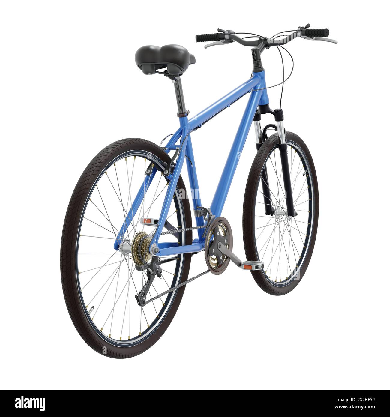 Blue bicycle, top back view isolated on white background, 3D ...