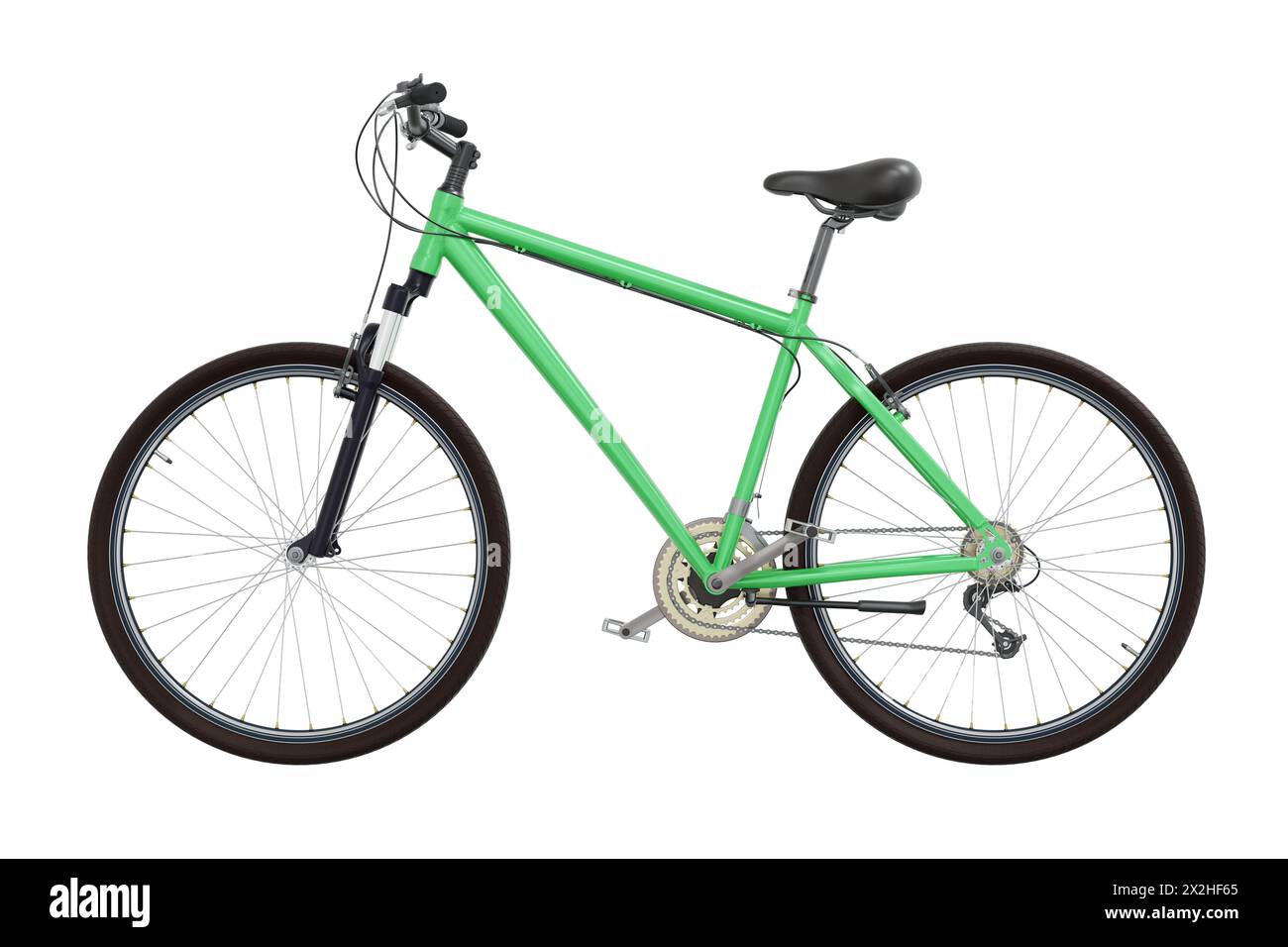 Green bicycle, side view isolated on white background, 3D illustration ...
