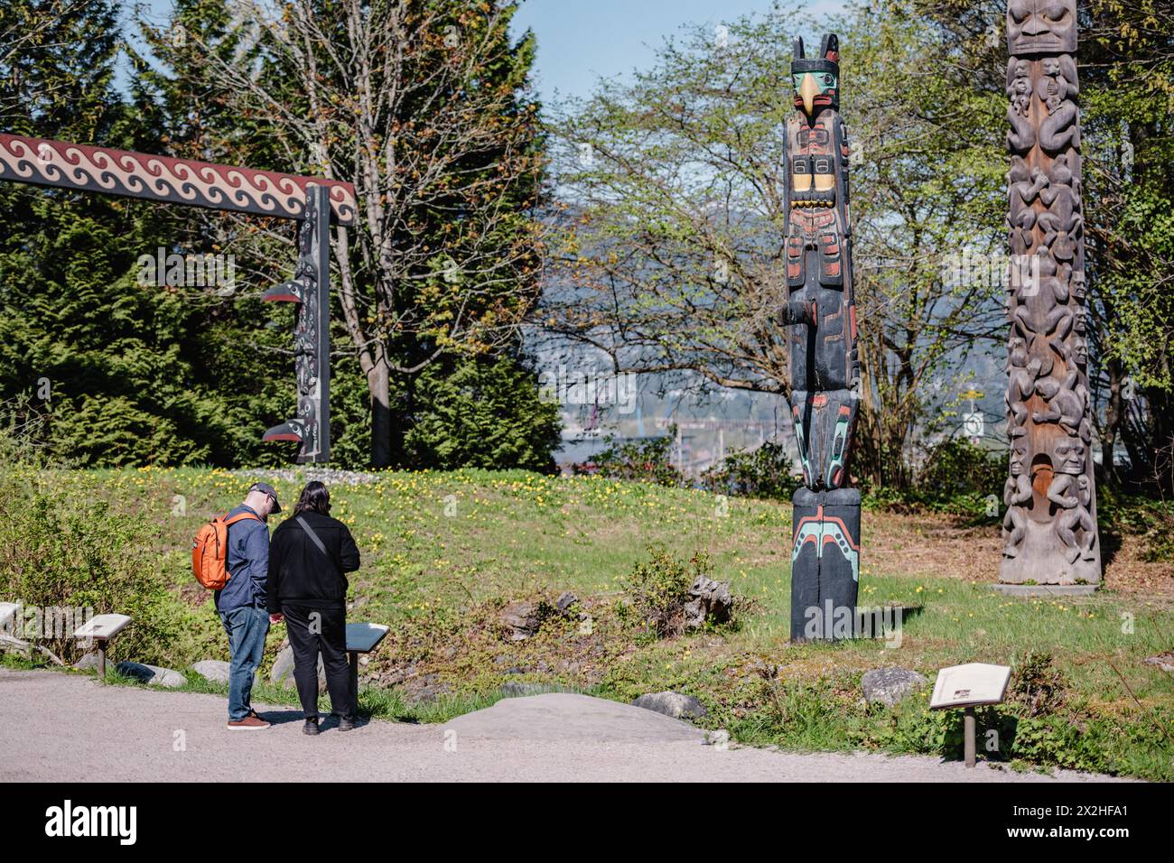 vancouver BC Stanley Park First Nations art and totem poles Stock Photo ...