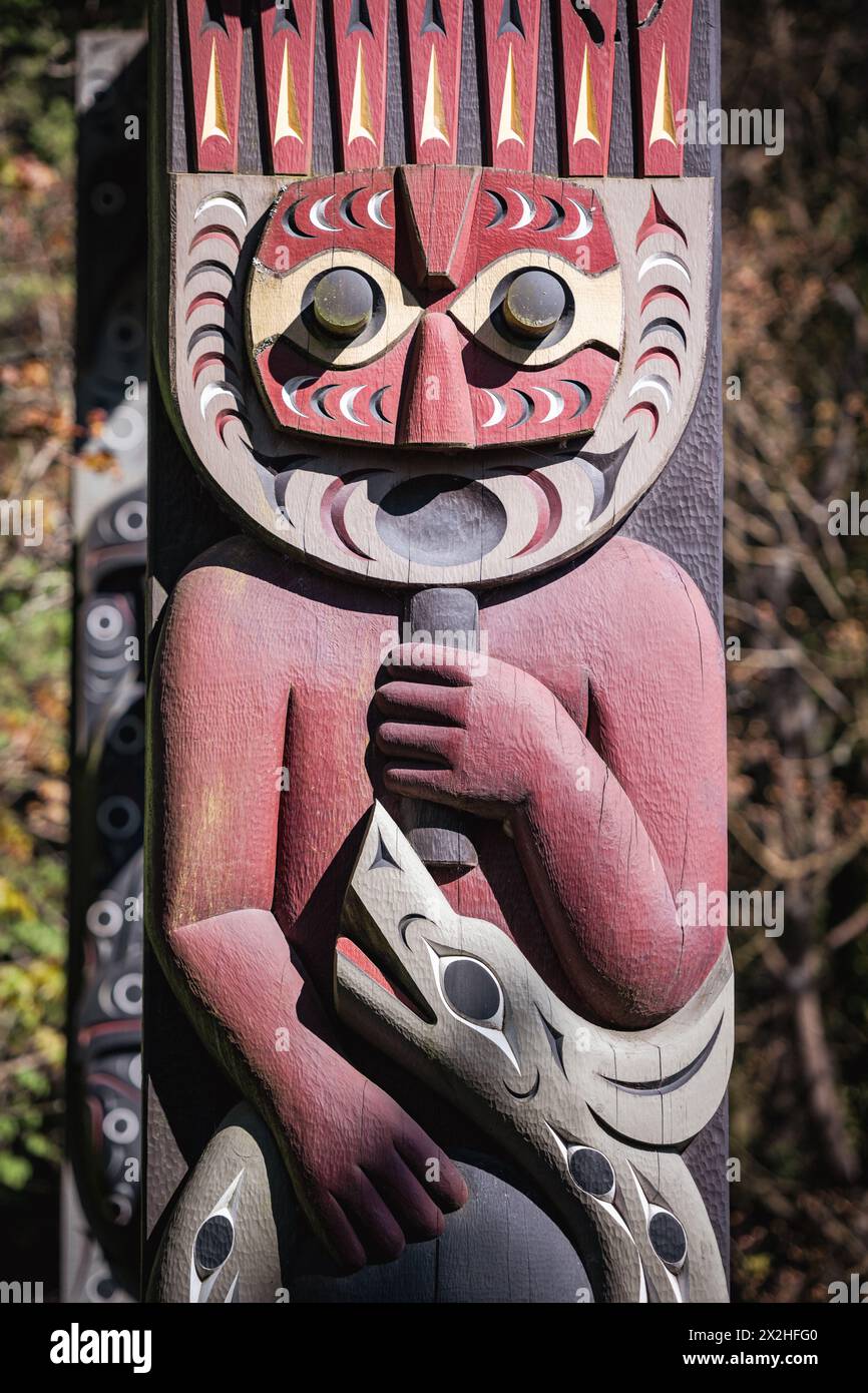 vancouver BC Stanley Park First Nations art and totem poles Stock Photo ...