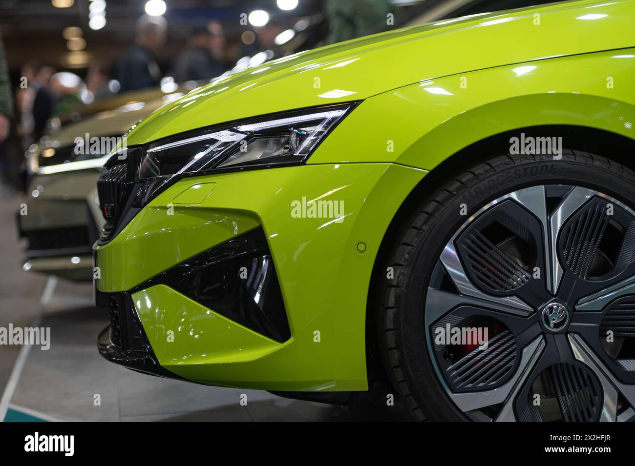 Riga, Latvia, April 19, 2024: LED headlights and car design closeup of ...