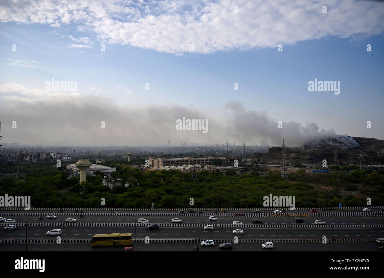 NEW DELHI, INDIA - APRIL 22: Fire at Ghazipur landfill fire on April 22 ...