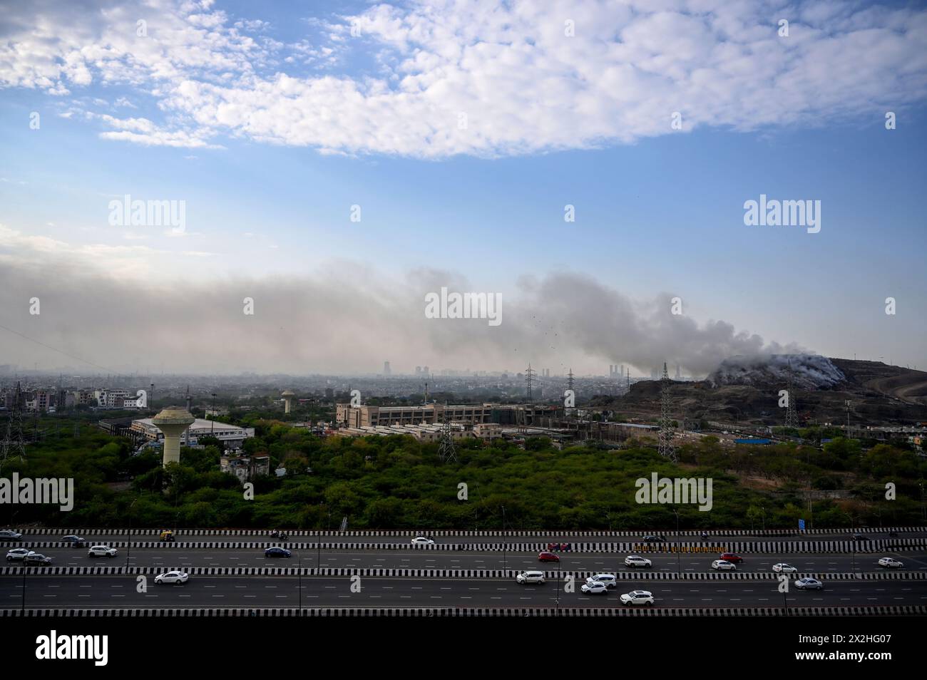 NEW DELHI, INDIA - APRIL 22: Fire at Ghazipur landfill fire on April 22 ...