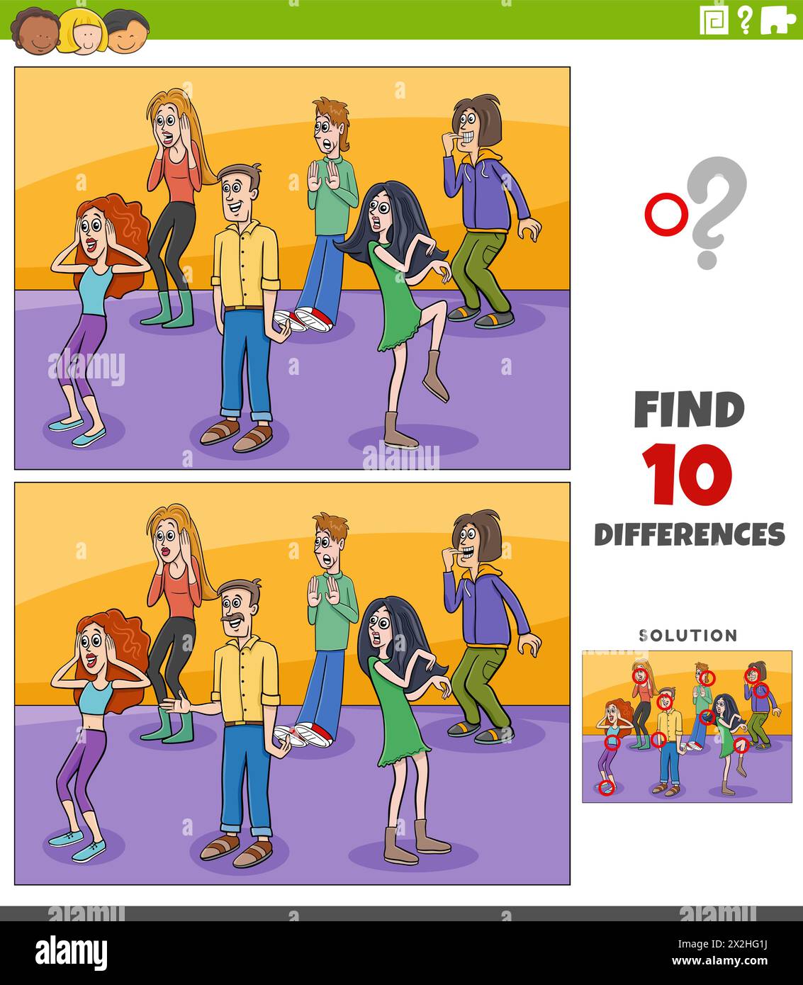 Cartoon illustration of finding the differences between pictures ...