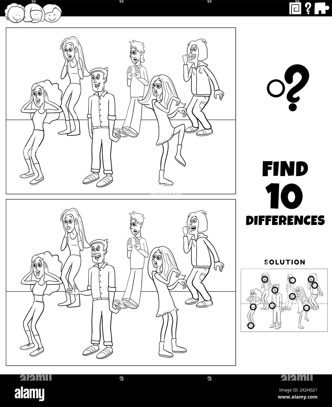 Cartoon illustration of finding the differences between pictures ...