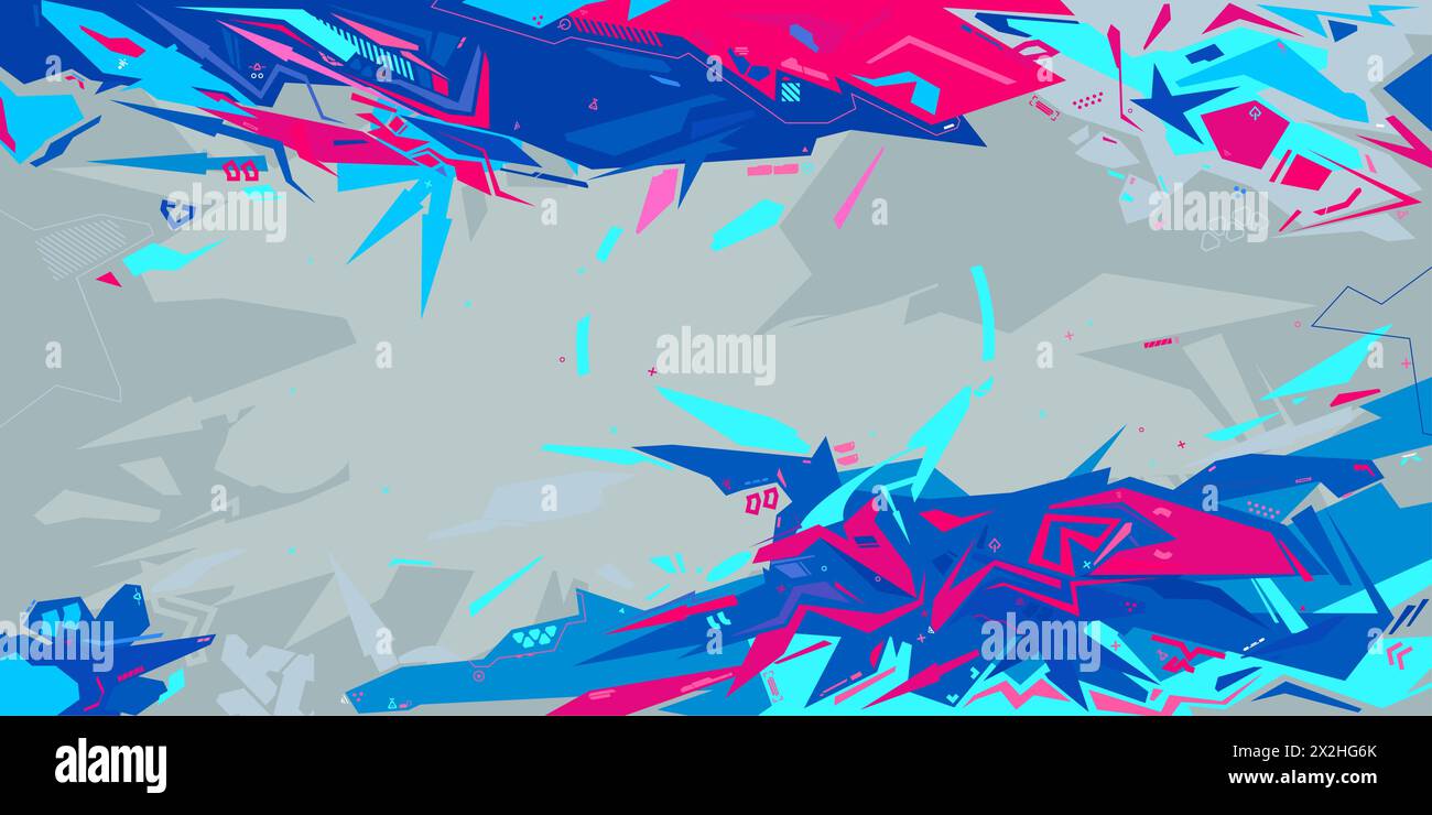 Trendy Cyber Abstract Urban Street Art Graffiti Style Vector ...