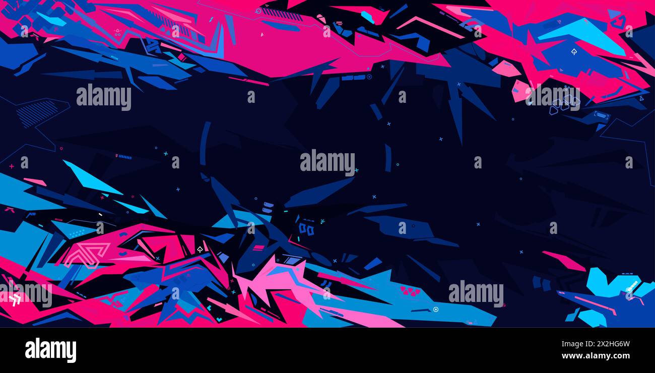 Trendy Cyber Abstract Urban Street Art Graffiti Style Vector ...