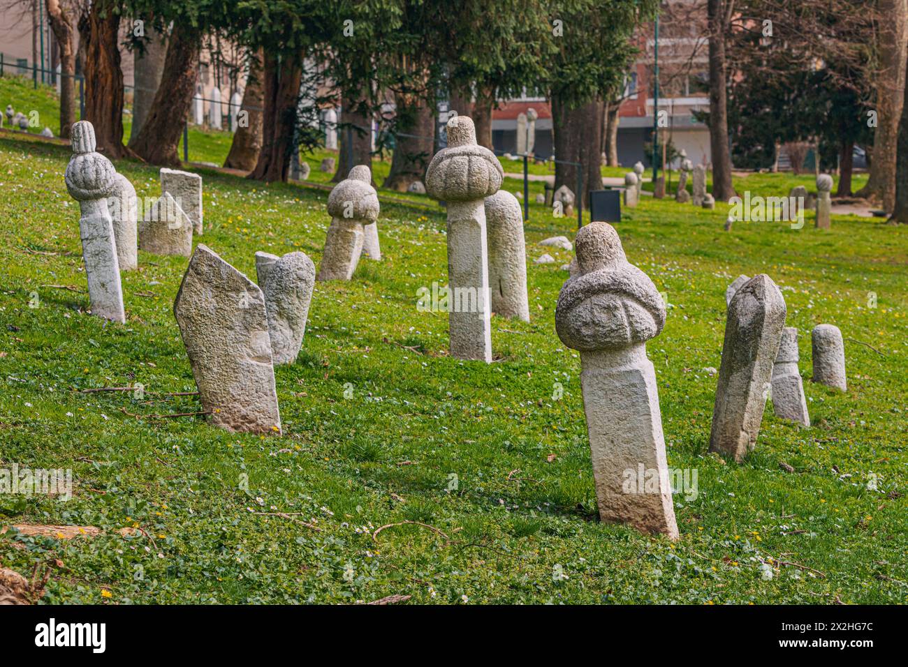 Ottoman-era graves in Sarajevo's ancient cemetery, reflecting the city ...