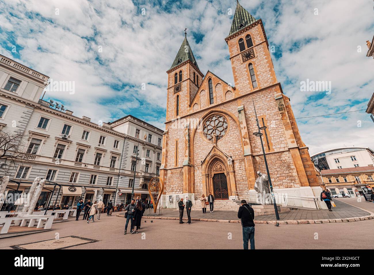 15 March 2024, Sarajevo, Bosnia and Herzegovina: Sacred heart Cathedral ...