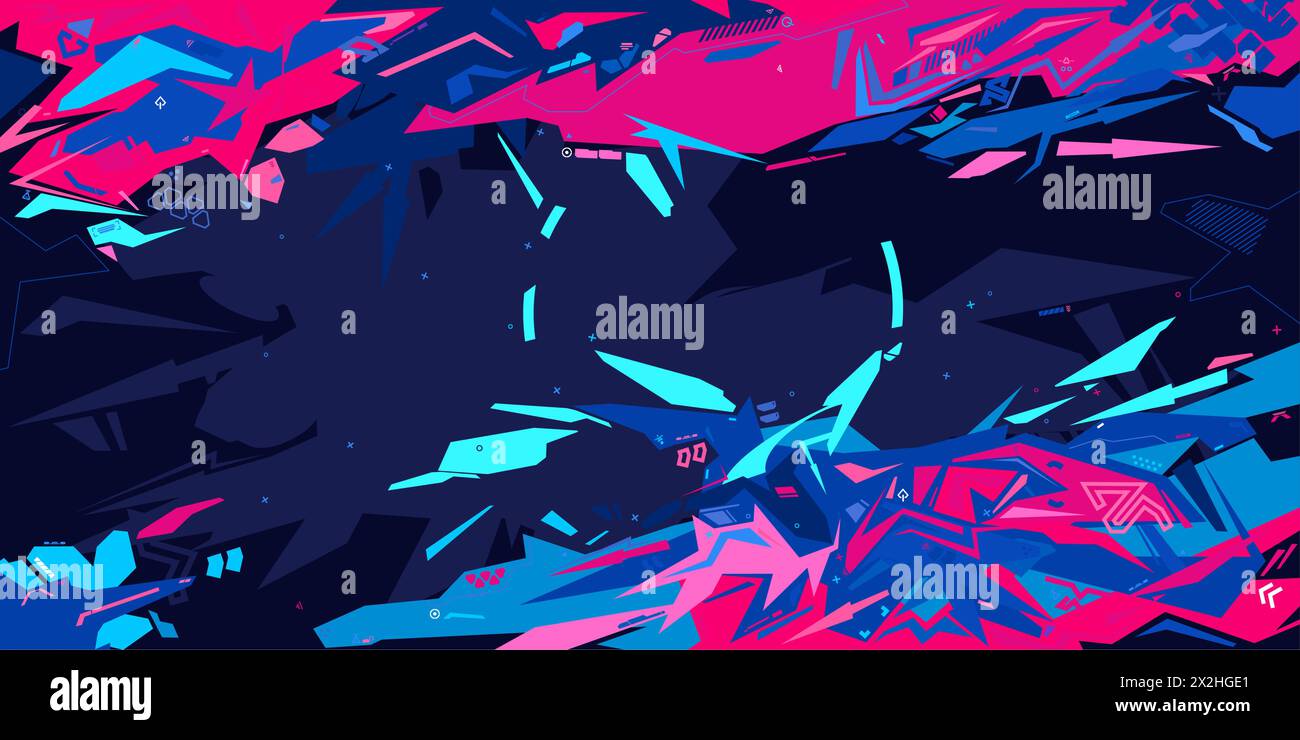 Trendy Cyber Abstract Urban Street Art Graffiti Style Vector ...