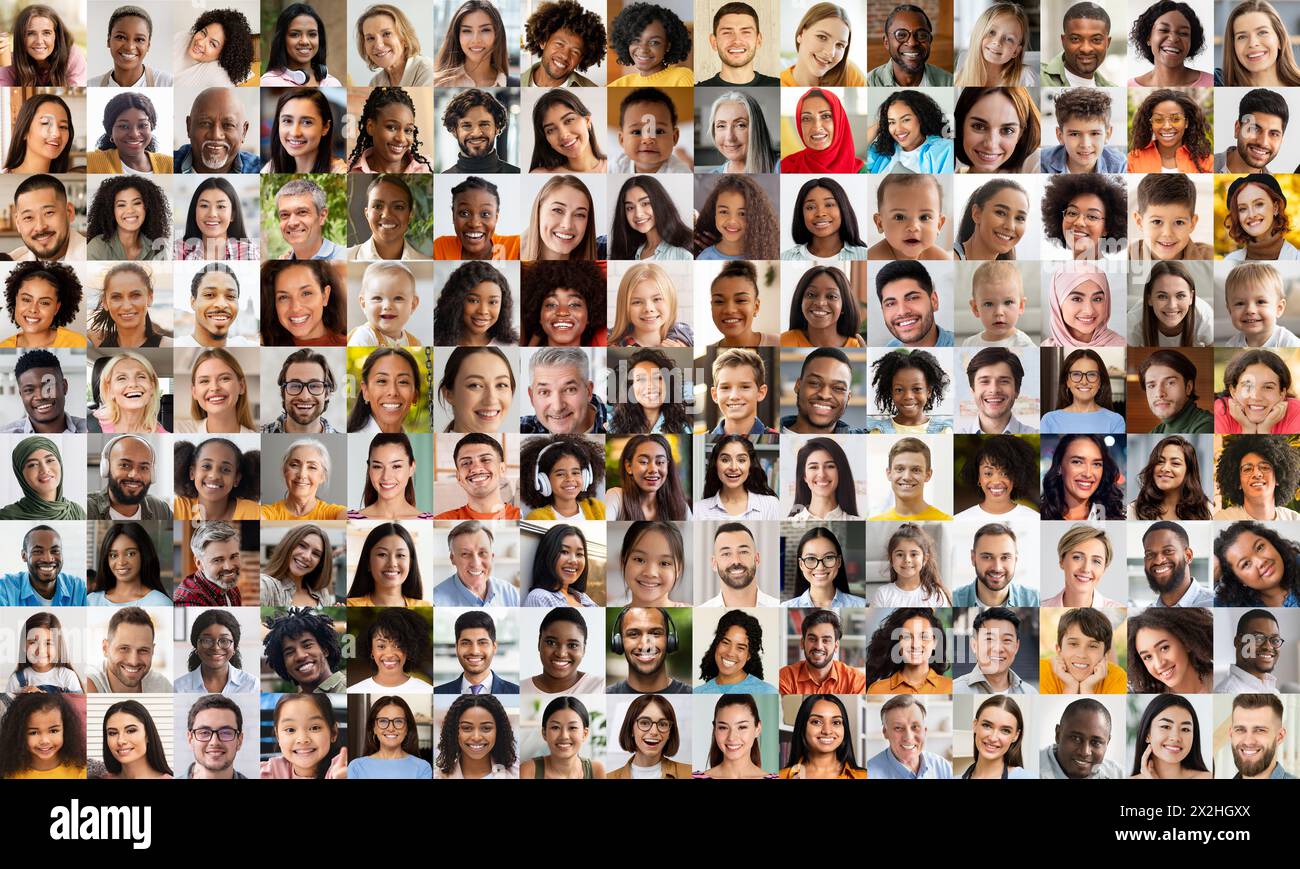 Vivid grid portraying diverse ethnicities and gender Stock Photo - Alamy