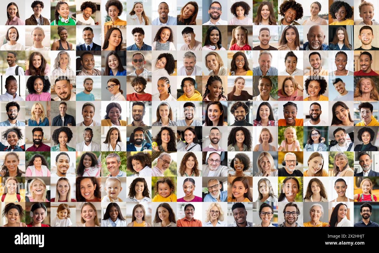 Colorful diverse faces collage, concept of unity Stock Photo - Alamy