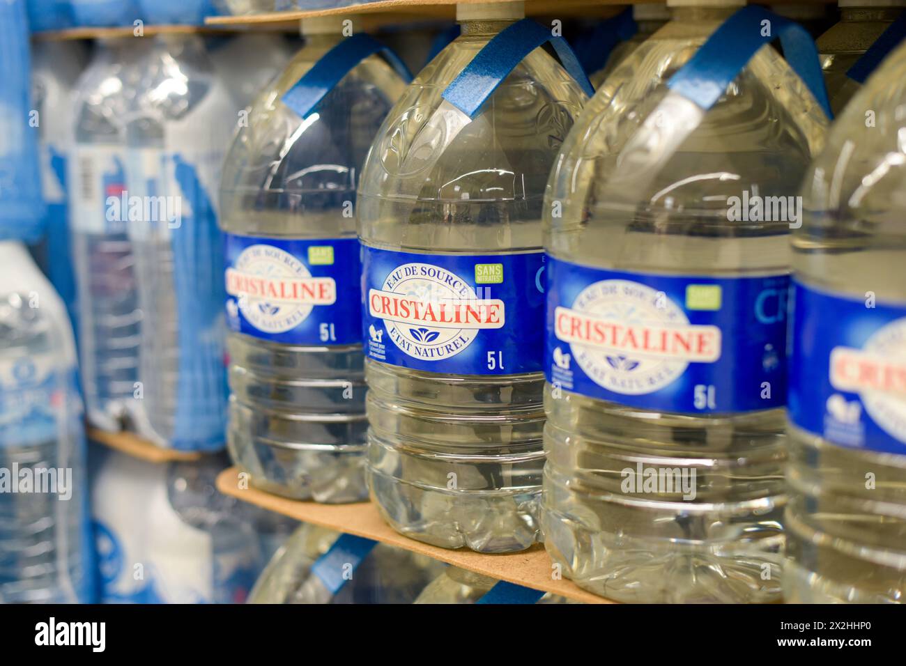 Melun - France - 20th April 2024: view of packs of mineral water from ...