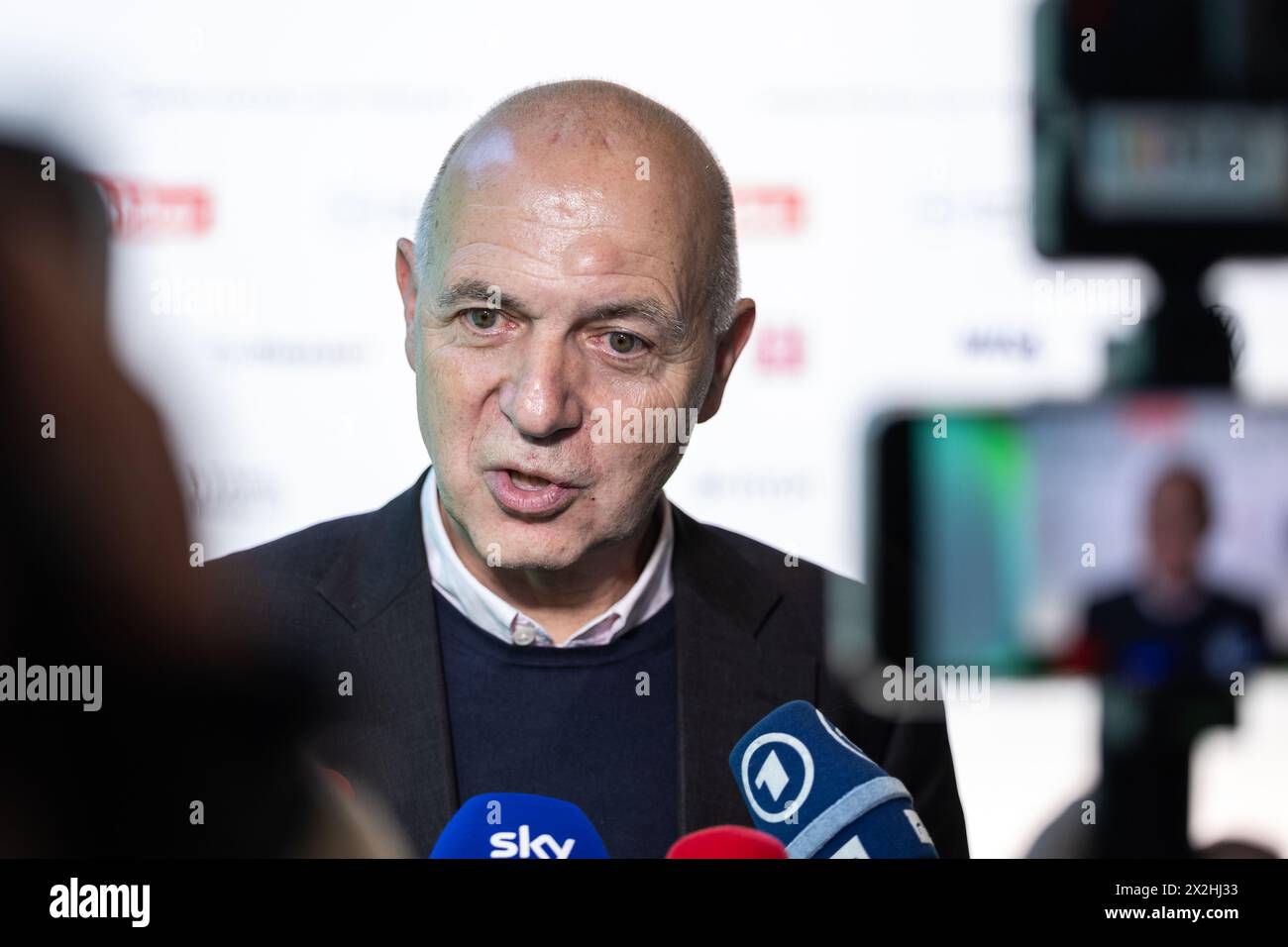 Berlin, Germany. 22nd Apr, 2024. Bernd Neuendorf, DFB President, speaks ...
