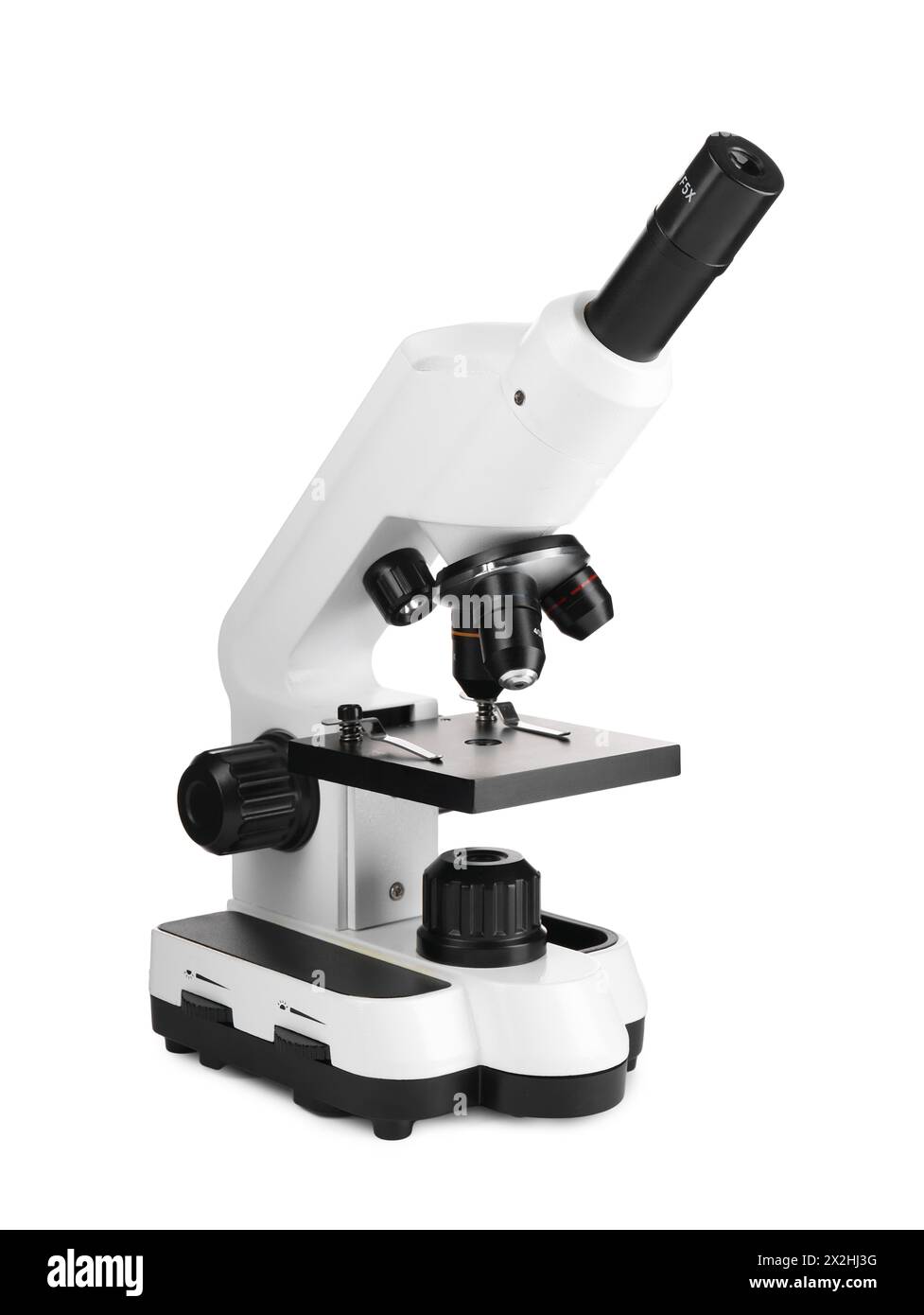 Modern microscope isolated on white. Medical equipment Stock Photo - Alamy