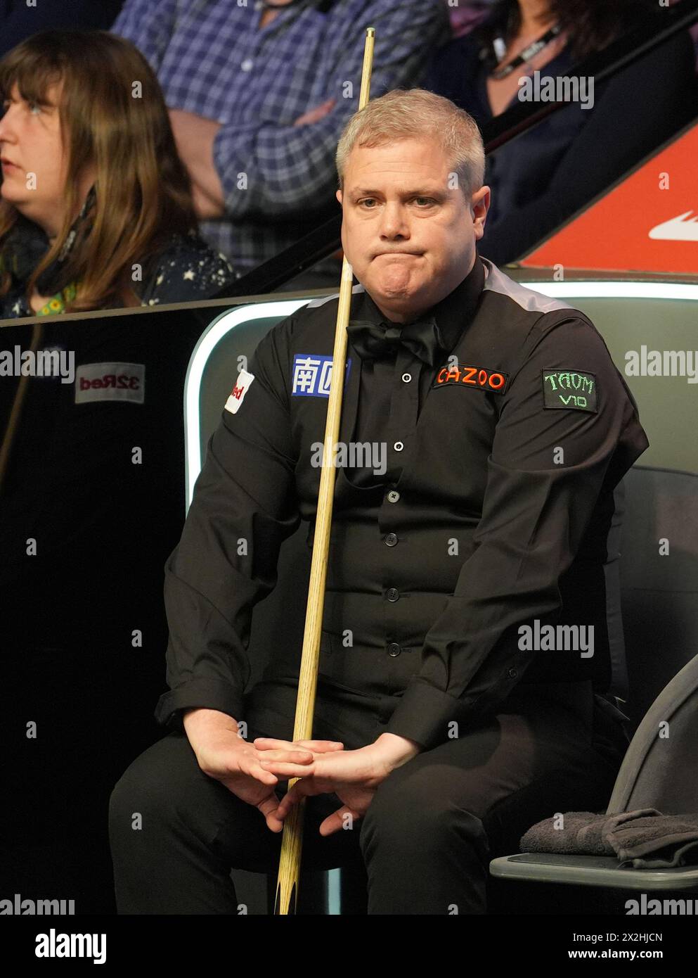 Robert Milkins during his match with Pang Junxu (not pictured) on day ...