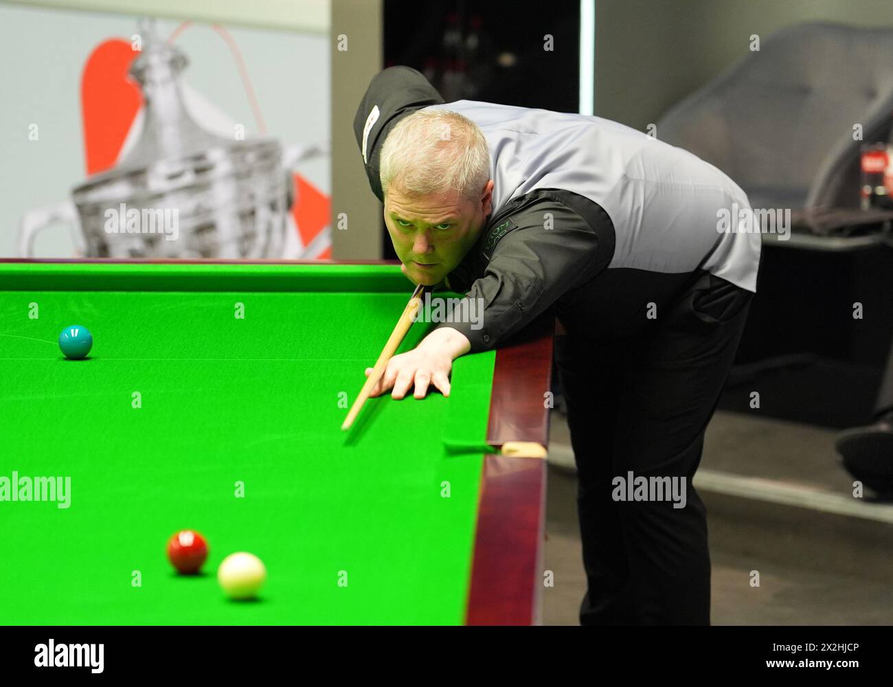 Robert Milkins during his match with Pang Junxu (not pictured) on day ...