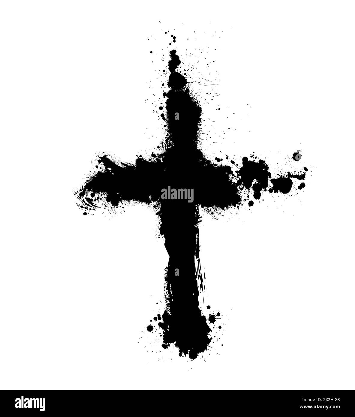 Hand drawn christian cross signs. Brush painted black icons. hand ...