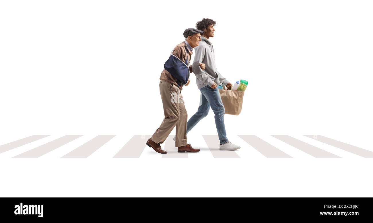 Helping senior carry bags Cut Out Stock Images & Pictures - Alamy