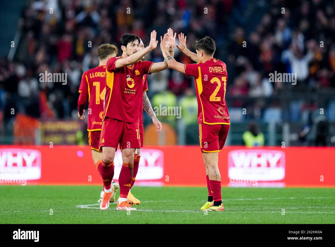 Rome, Italy. 22nd Apr, 2024. Sardar Azmoun of AS Roma celebrates with ...