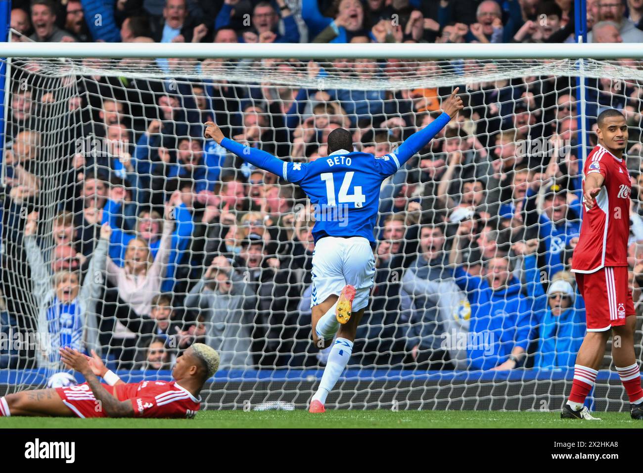 Beto of Everton celebrates after his side scores a goal to make it 2-0 ...