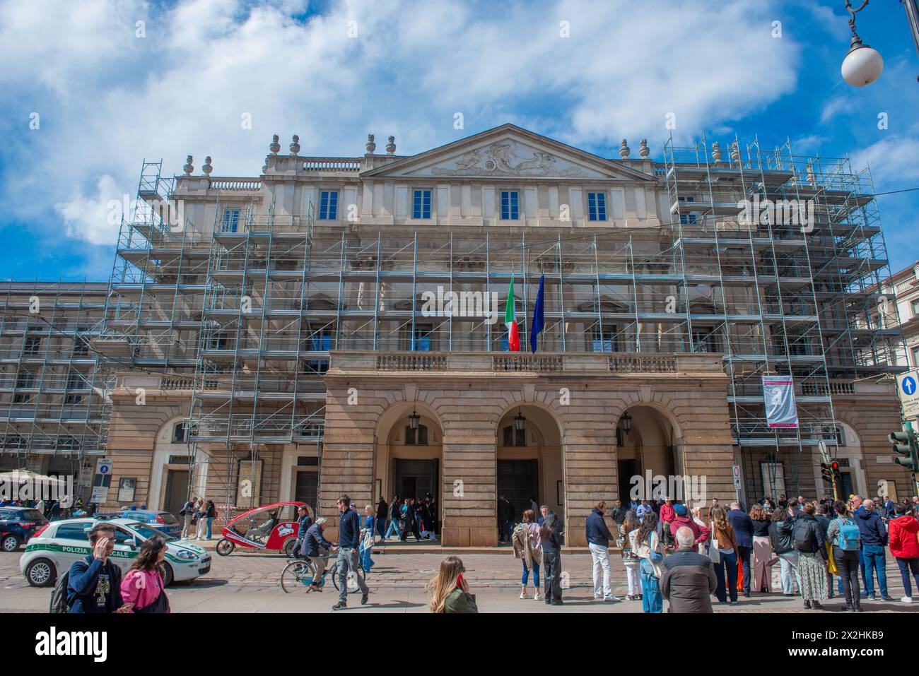Milan Italy 20 April 2024: Teatro alla scala with scaffolding for ...