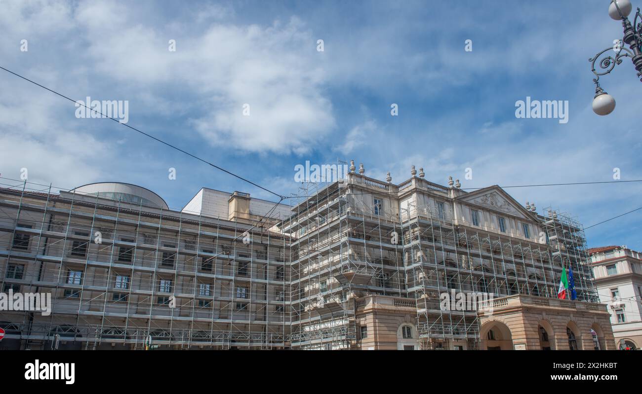 Milan Italy 20 April 2024: Teatro alla scala with scaffolding for ...