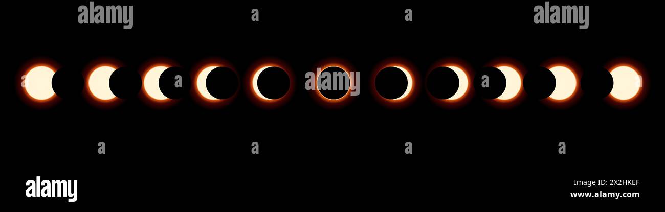 Different phases of solar and lunar eclipse . Vector Stock Vector Image ...
