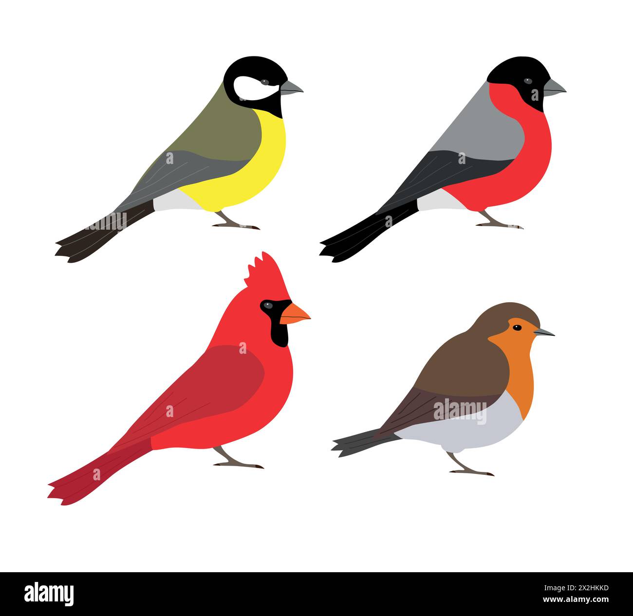 Vector set of flat small birds isolated on white background Stock ...