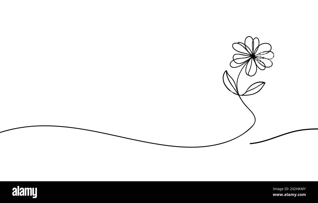 The flower is drawn as a continuous line. Vector illustration Stock ...