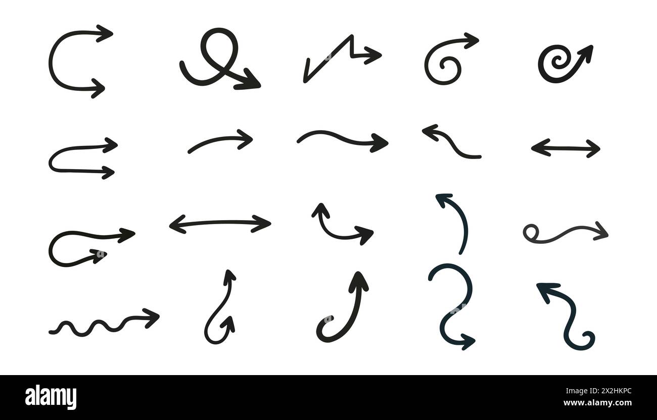 Hand drawn arrow vector icons set. sketch arrow design for business ...