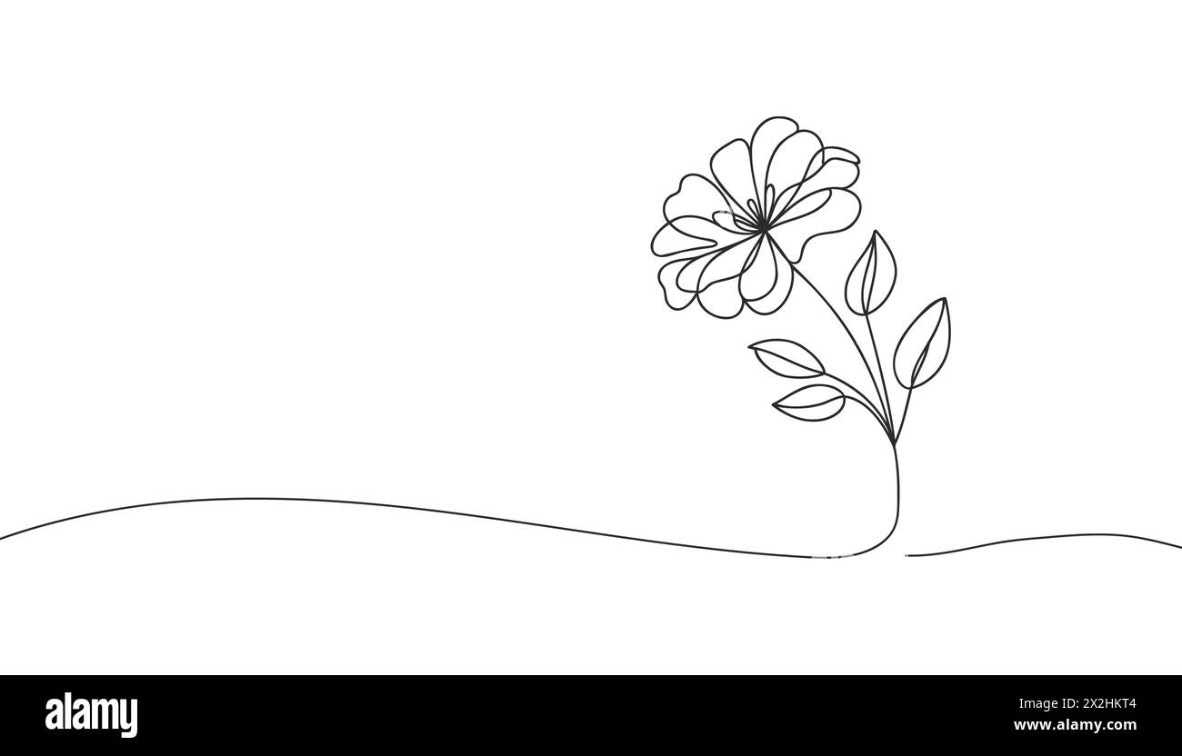 The flower is drawn as a continuous line. Vector illustration Stock ...
