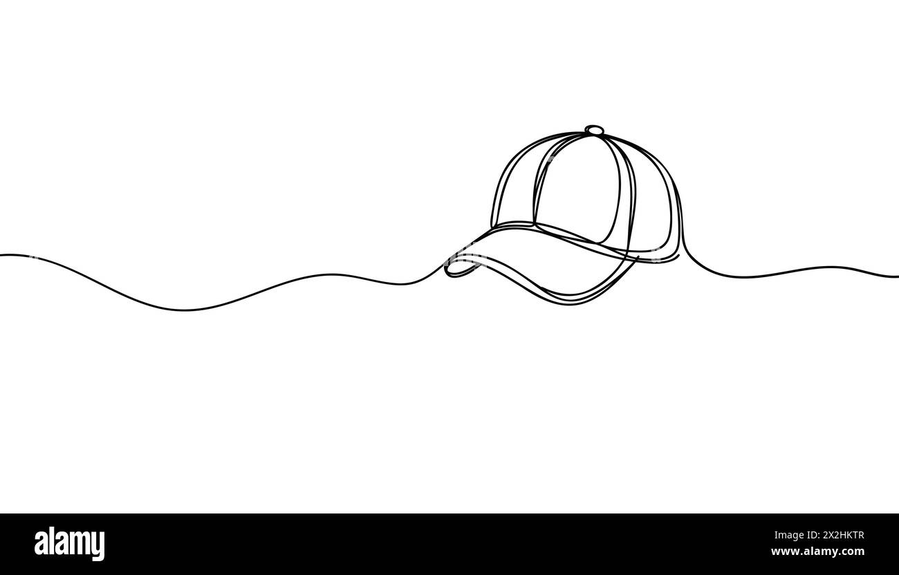 Continuous line, Baseball cap. Drawing of set Fashion. Vector ...