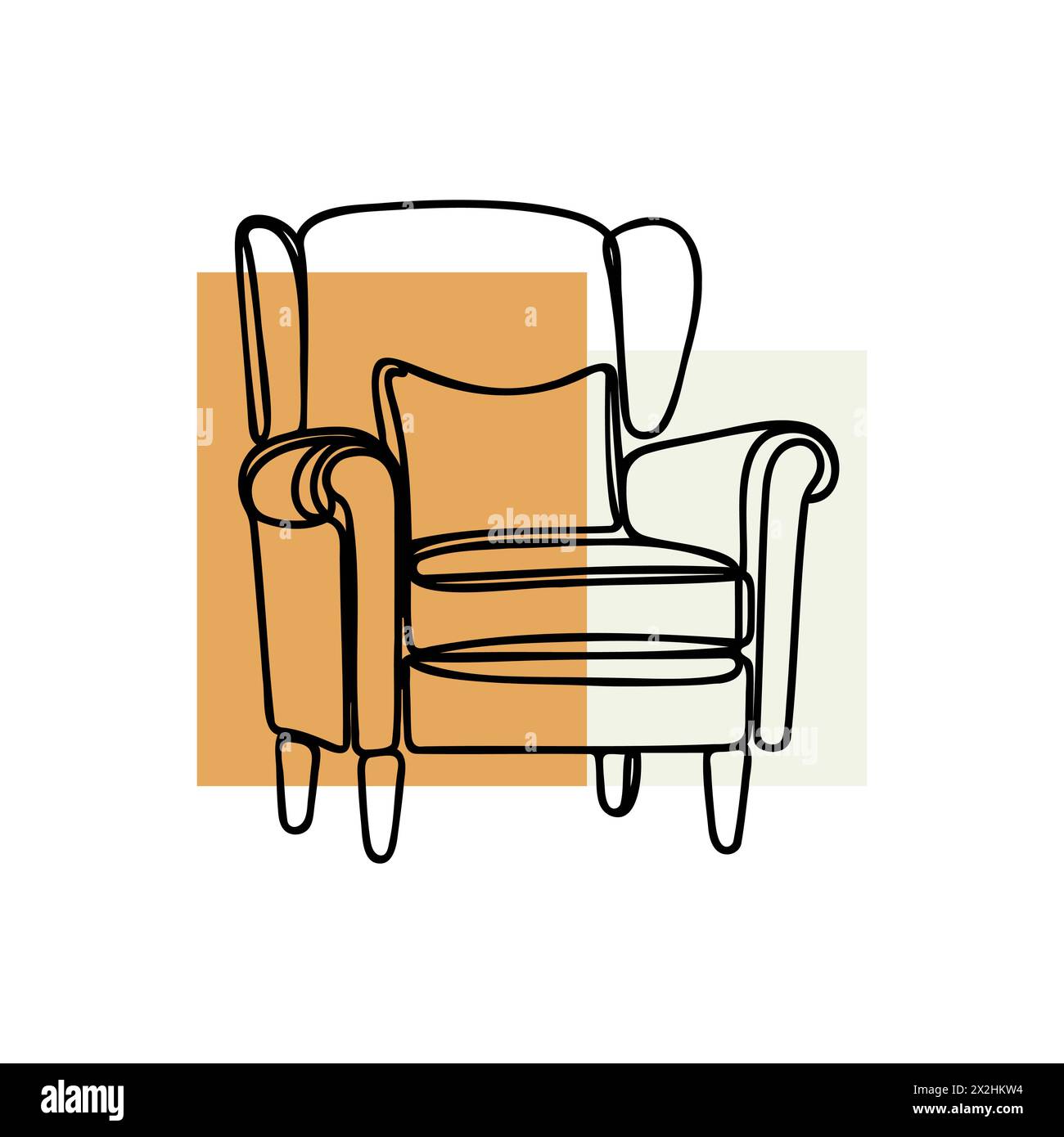 Continuous one line drawing armchair hand drawn silhouette clipart ...