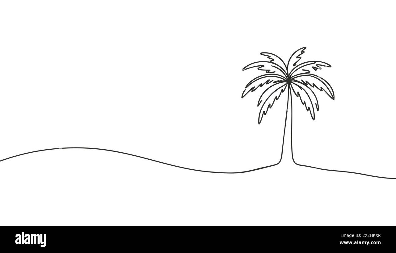 Palm tree continuous line drawing natural coconut vector illustration ...
