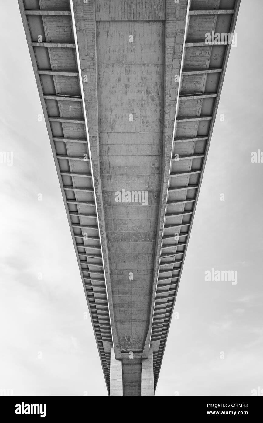 A symmetrical perspective of the Nusle Bridge in Prague, showcasing its ...