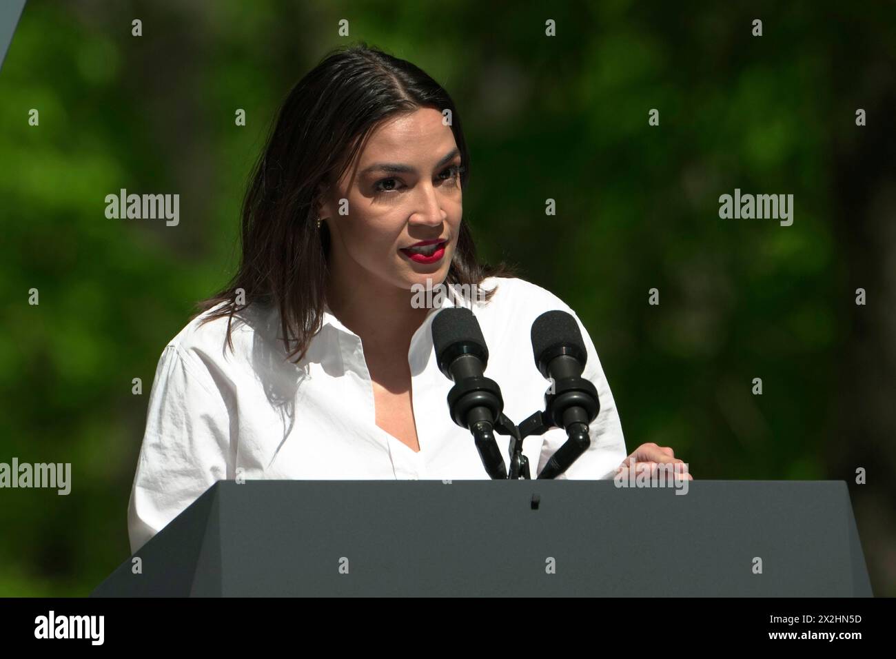 Rep. Alexandria Ocasio-Cortez, D-N.Y., speaks before President Joe ...
