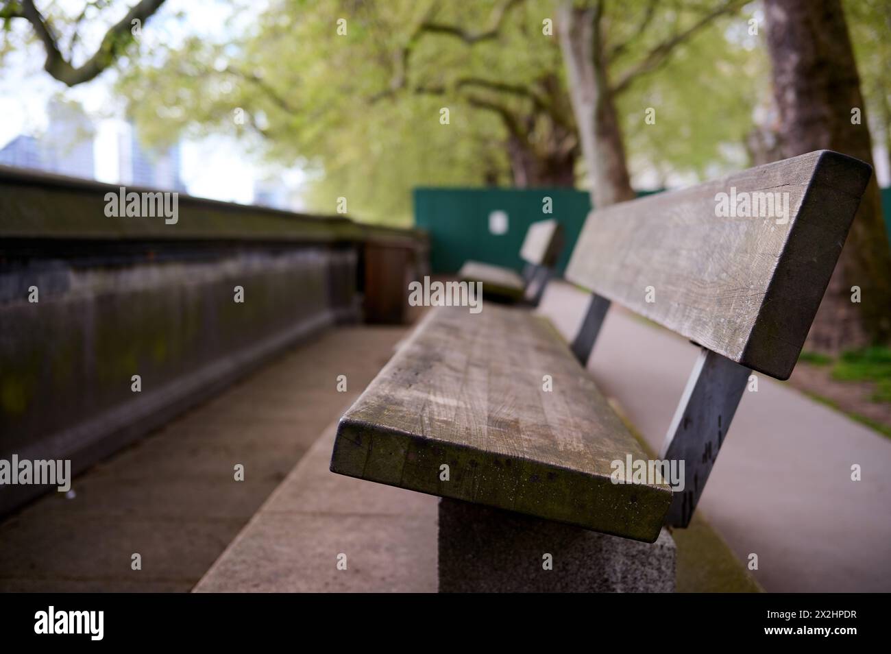Path with a bench in the park hi-res stock photography and images - Alamy